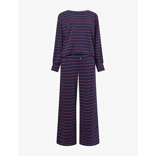 Polo Ralph Lauren Stripe Wide-leg Jersey Pyjama Set - Hunter Navy