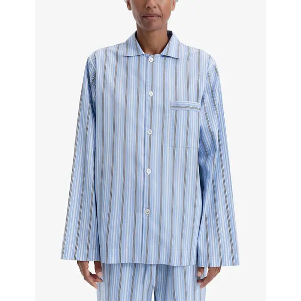 TEKLA Striped Cotton-poplin Pyjama Shirt - Stave Stripes