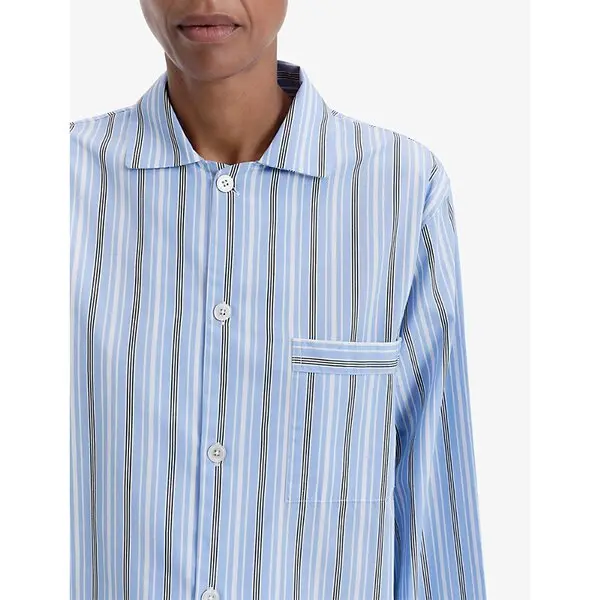 TEKLA Striped Cotton-poplin Pyjama Shirt - Stave Stripes