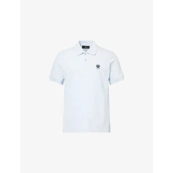 Belstaff Regular-fit Logo-patch Cotton Polo Shirt - Sky Blue