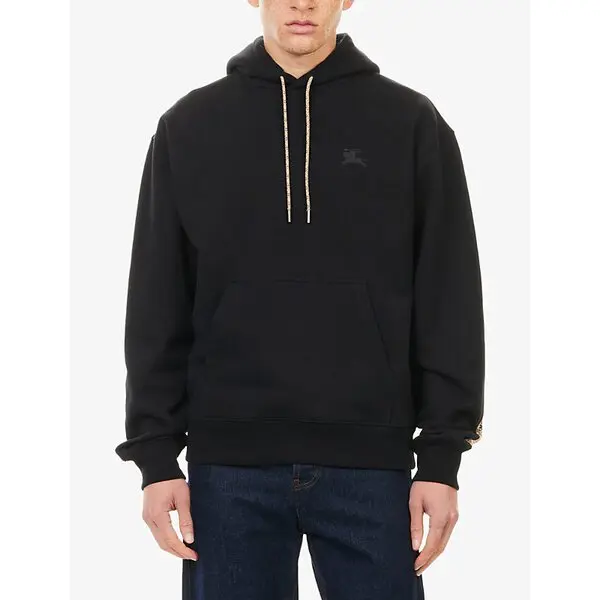 Burberry Reilly Check Cotton Hoodie - Black