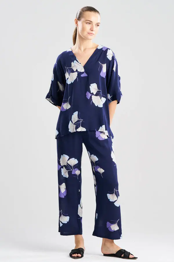 Natori Ginkgo Challis Dolman Pj - Navy / Blue