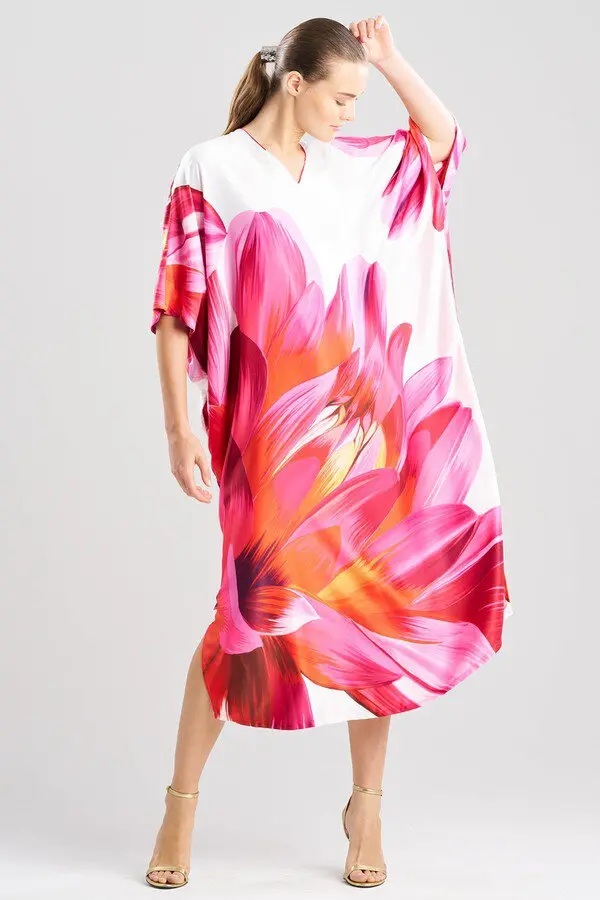 Natori Printed Charmeuse Caftan