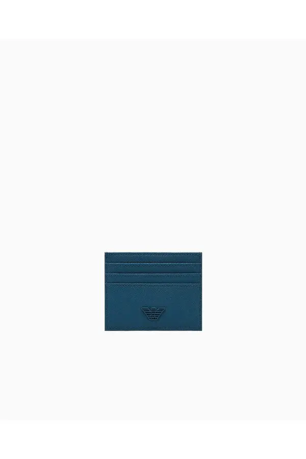 Emporio Armani Asv Regenerated Saffiano Card Holder - Blue