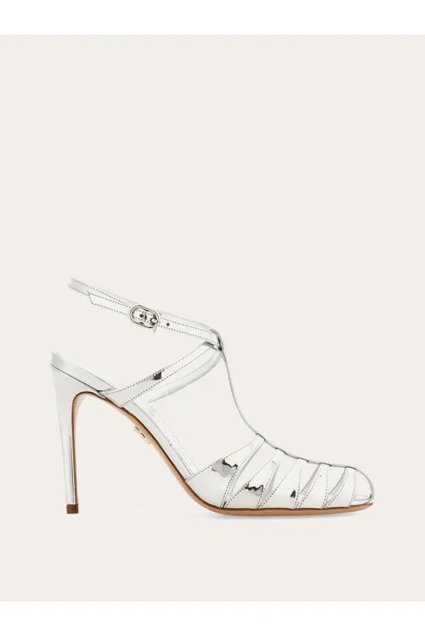 FERRAGAMO Cage Stiletto Sandal - Silver