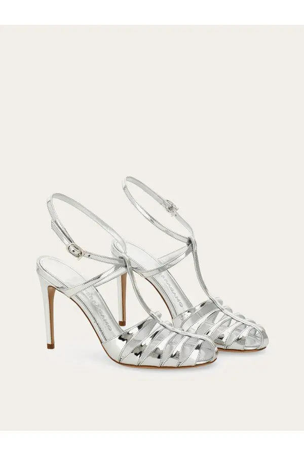 FERRAGAMO Cage Stiletto Sandal - Silver