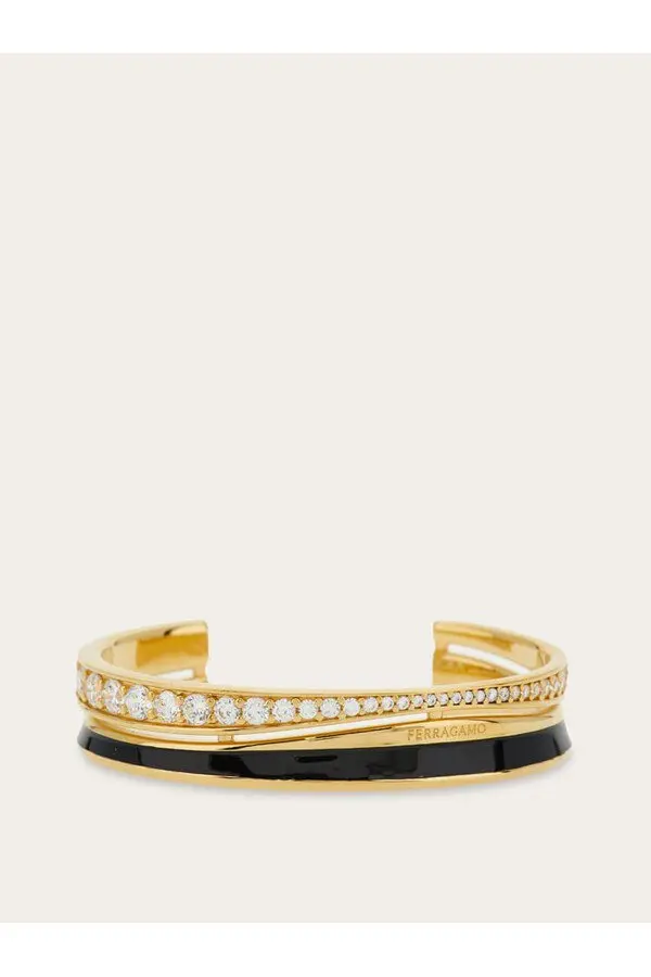 FERRAGAMO Crystal Inset Enamel Bangle - Black