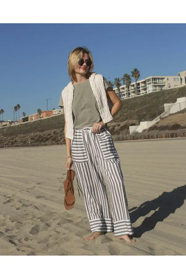Splendid Ella Contrast Stripe Pant - Olive