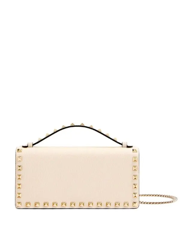 Valentino Garavani Rockstud Leather Wallet On Chain - White