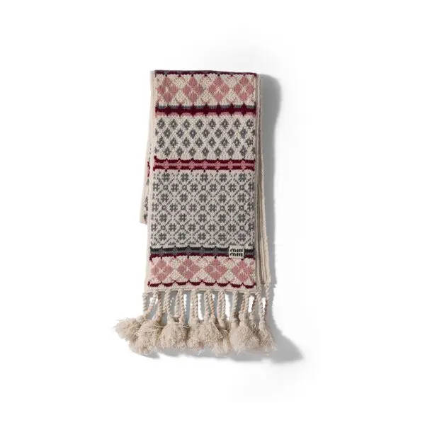 Miu Miu Wool And Cashmere Scarf - Talc/pink
