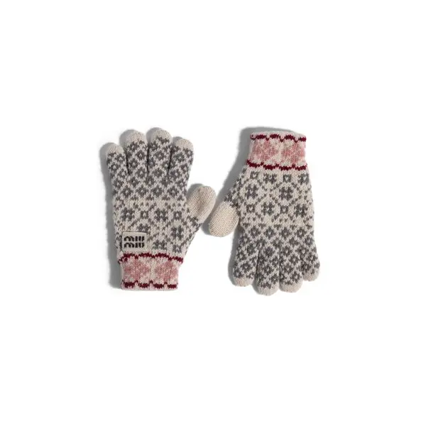 Miu Miu Wool And Cashmere Gloves - Talc/pink