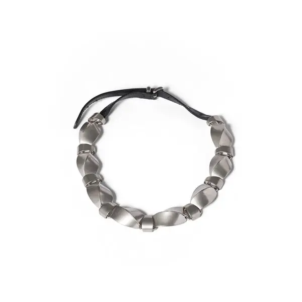 Miu Miu Metal And Leather Necklace - Silver/vintage/black