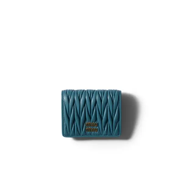 Miu Miu Small Matelassé Nappa Leather Wallet - Marina Blue