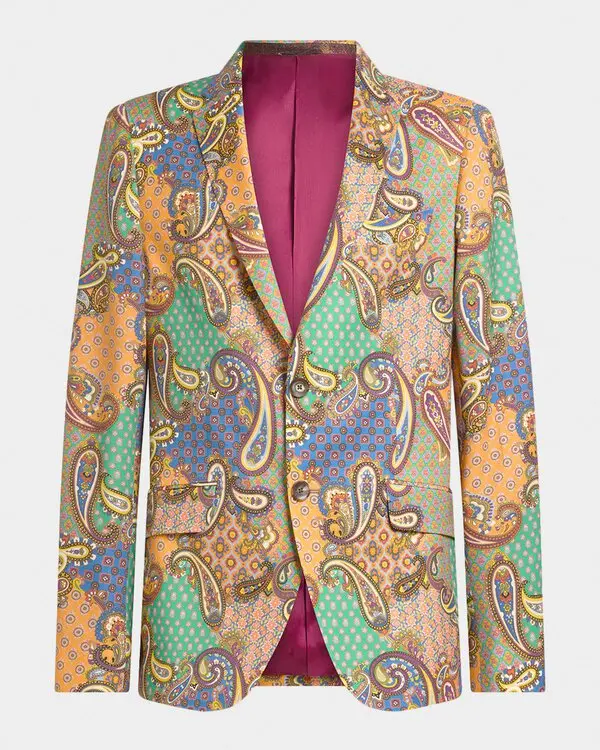 Etro Wool Patchwork Single-breasted Sport Jacket - Stampa Fdo