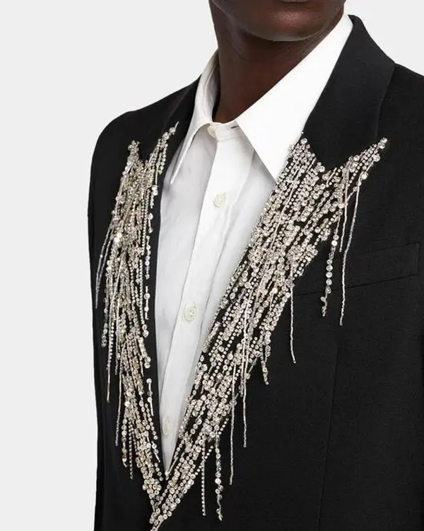 Alexander McQueen Crystal-embellished Single-breasted Sport Coat - Black