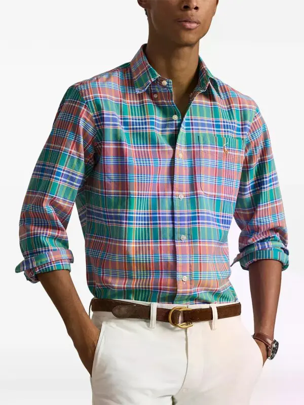Polo Ralph Lauren Plaid-pattern Logo-embroidered Shirt - Green
