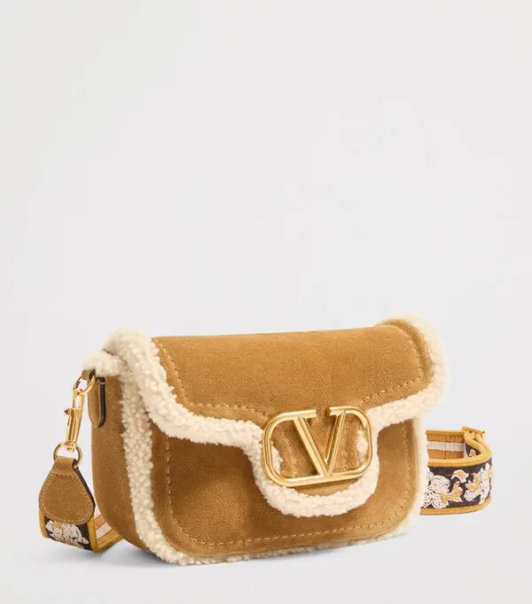 Valentino Garavani Suede Shoulder Bag With Gold-tone Hardware