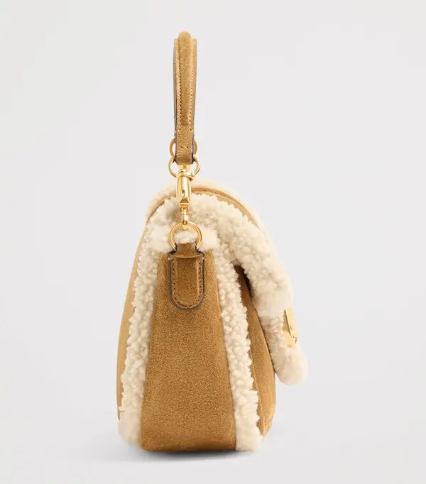 Valentino Garavani Suede Shoulder Bag With Gold-tone Hardware