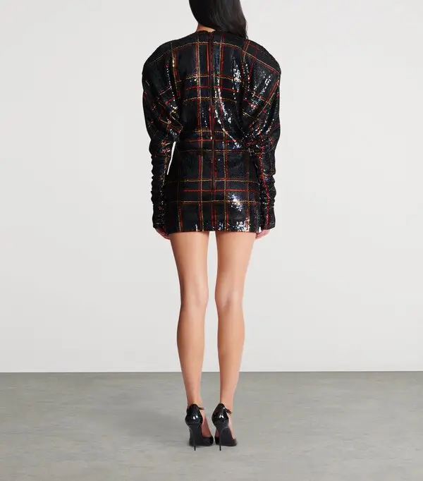 Balmain Embellished Check Mini Dress