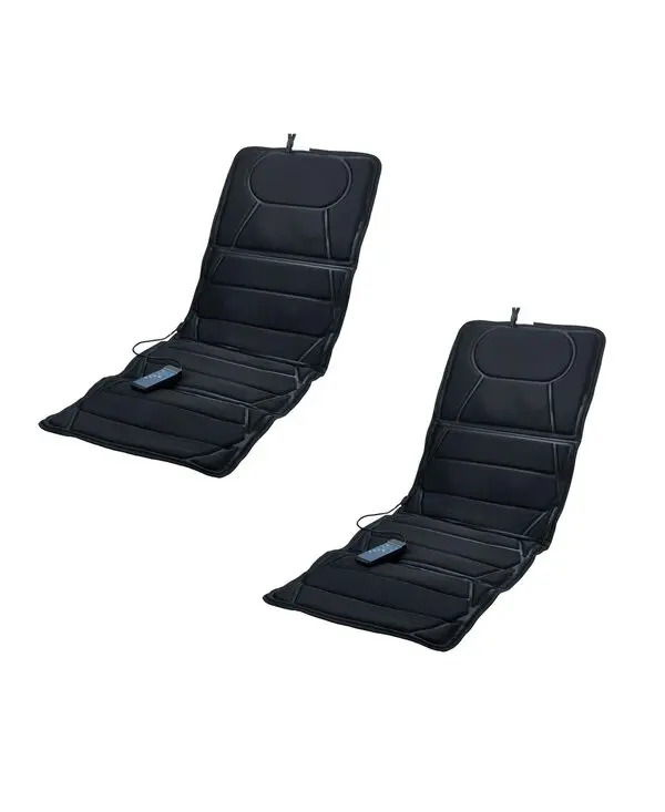 PURSONIC Full-body Massage Mat With Heat 2 Pack Â Multi-zone Vibration Relief For Back - Black
