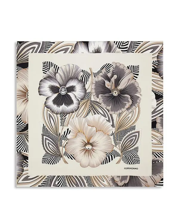 FERRAGAMO Brezza Print Square Silk Scarf - Avorio