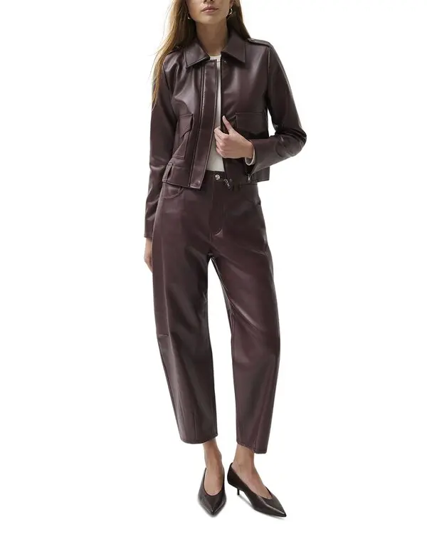 PISTOLA Eli High-rise Faux Leather Crop Jeans