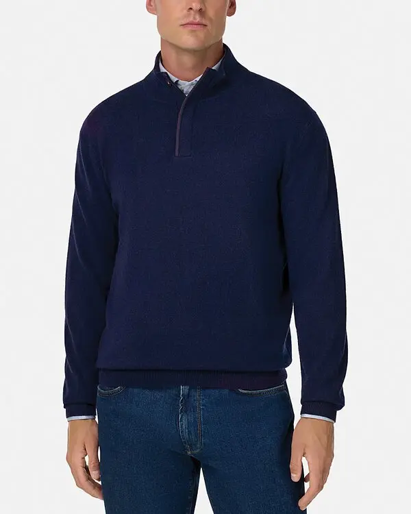 Boggi Milano Half-zip Cashmere Wool Sweater - Navy Blue