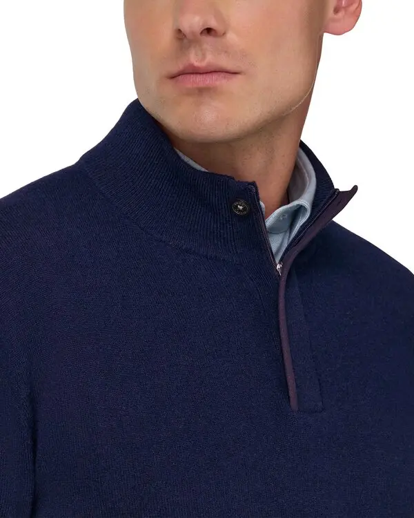 Boggi Milano Half-zip Cashmere Wool Sweater - Navy Blue