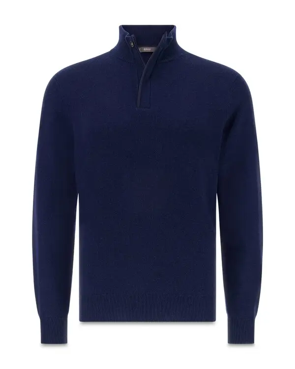 Boggi Milano Half-zip Cashmere Wool Sweater - Navy Blue
