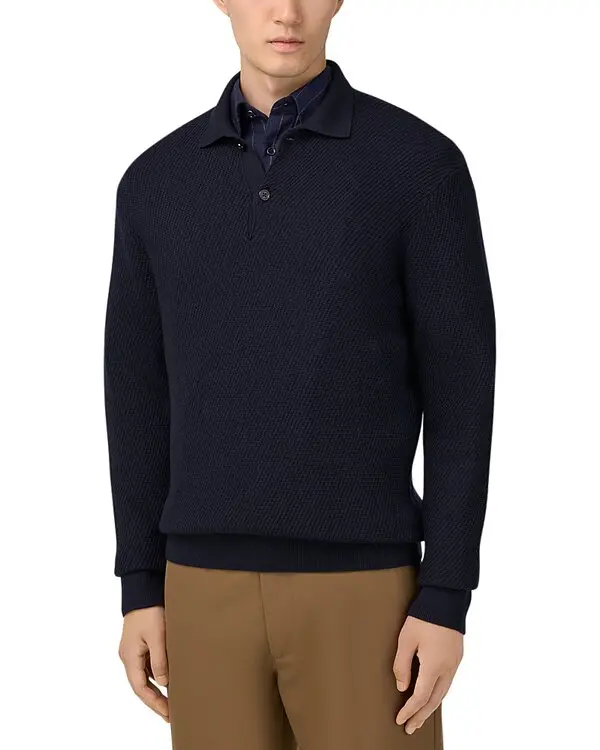 Boggi Milano Extra Fine Merino Wool Sweater - Navy Blue