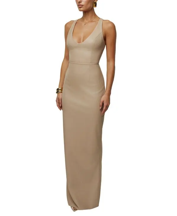 JLUXLABEL Ace Pu Leather Maxi Skirt - Beige