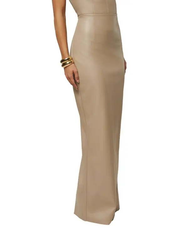 JLUXLABEL Ace Pu Leather Maxi Skirt - Beige
