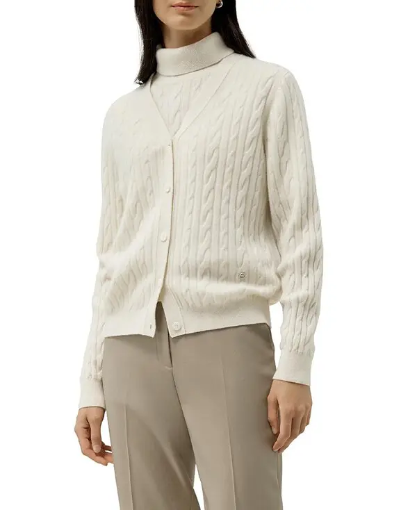 Lilysilk Cable Knit Baby Cashmere Cardigan - Cloud