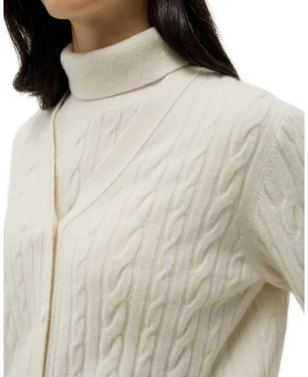 Lilysilk Cable Knit Baby Cashmere Cardigan - Cloud