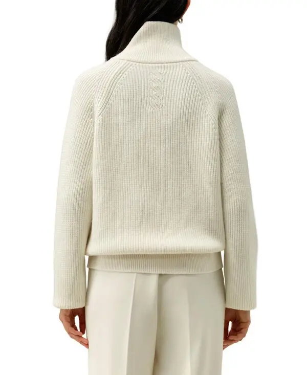Lilysilk Ribbed-knit Turtleneck Zip Cardigan
