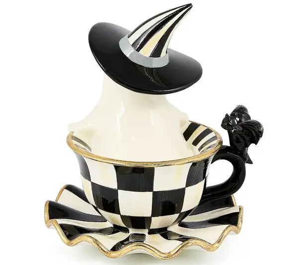 MACKENZIE-CHILDS As Is Halloween Ghost Teacup Figurine