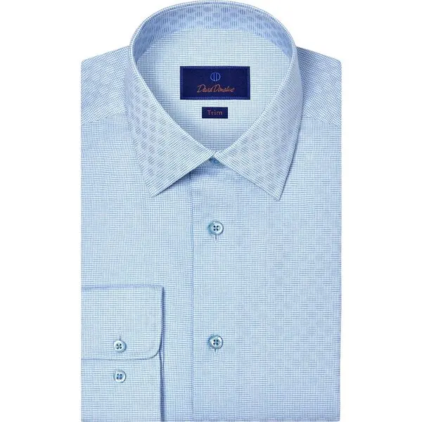 David Donahue Trim Fit Dobby Twill Cotton Dress Shirt - Sky