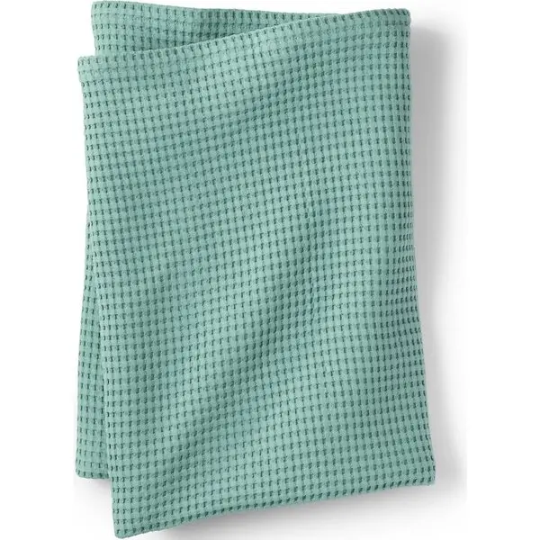 LANDS' END Organic Cotton Blanket - Aqua Breeze