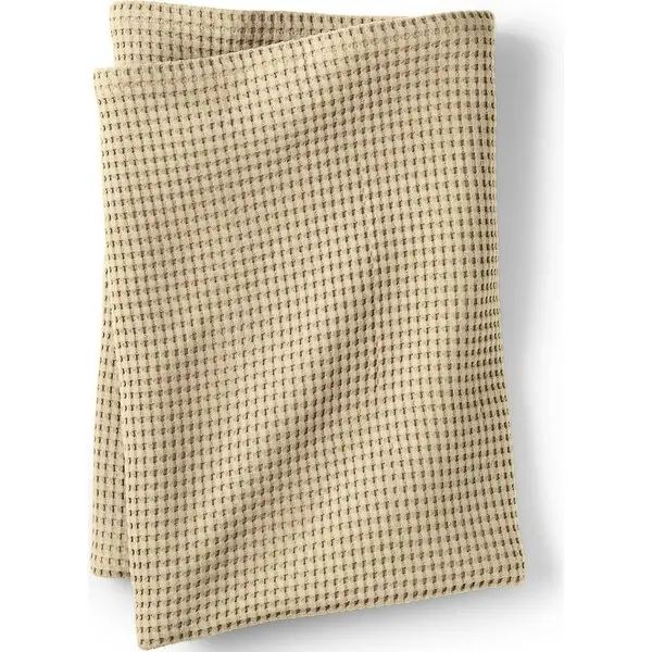 LANDS' END Organic Cotton Blanket - Pale Flax