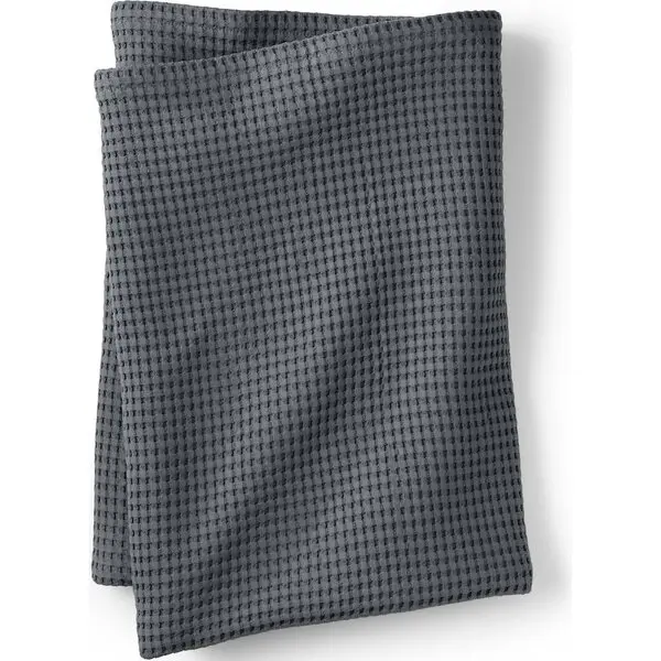LANDS' END Organic Cotton Blanket - Warm Graphite