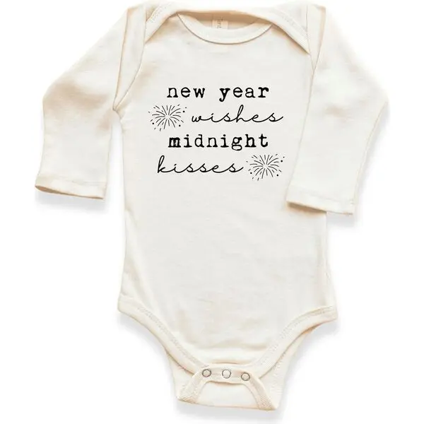 TENTH & PINE Organic Baby Bodysuit Long Sleeve - Natural Black Lettering