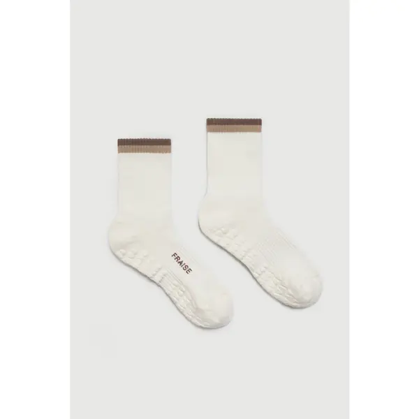 FRAISE Striped Quarter Crew Grip Socks - Malt