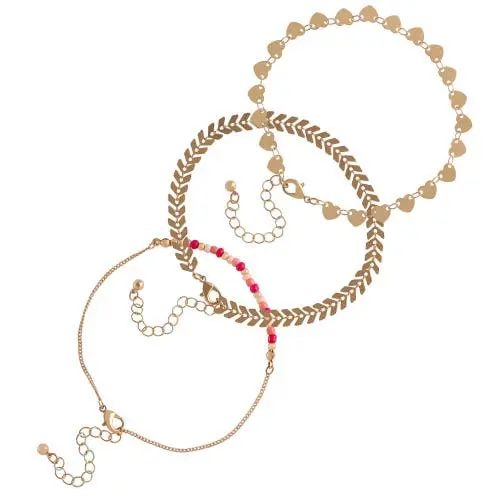 Jessica Simpson 3-piece Anklet Set 9+2 - Gold