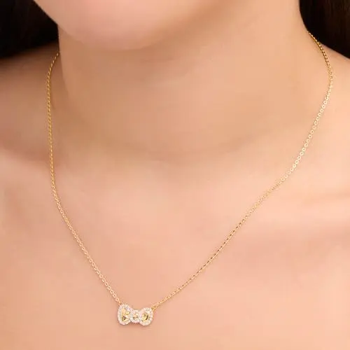 HELLO KITTY Bow Necklace With Crystal Accents