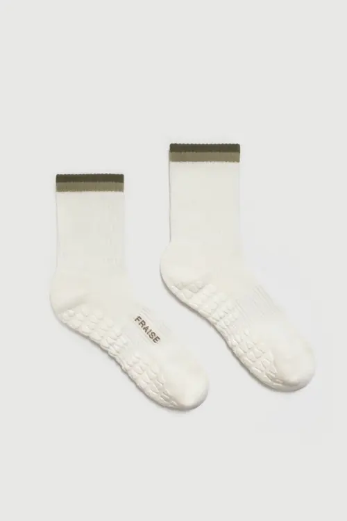 FRAISE Striped Quarter Crew Grip Socks - Cypress