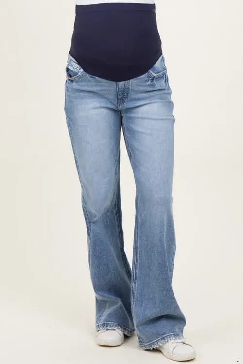 PINKBLUSH Wide Leg Maternity Jeans - Blue