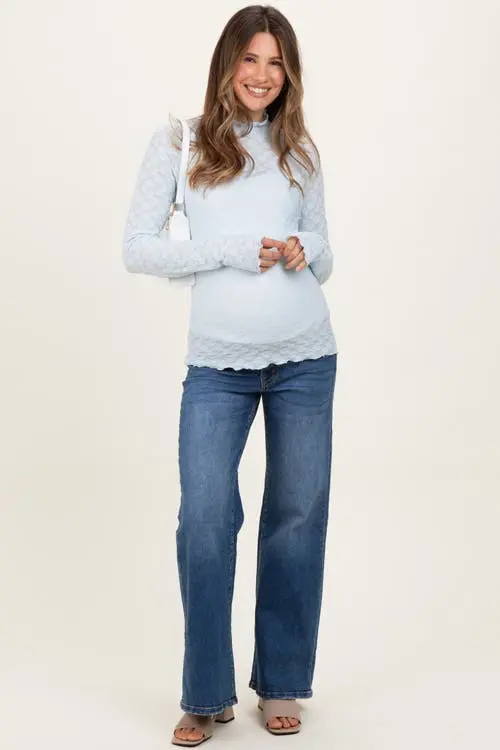 PINKBLUSH Wide Leg Maternity Jeans - Blue