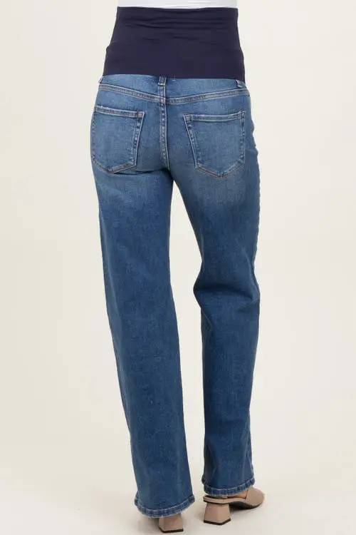 PINKBLUSH Wide Leg Maternity Jeans - Blue