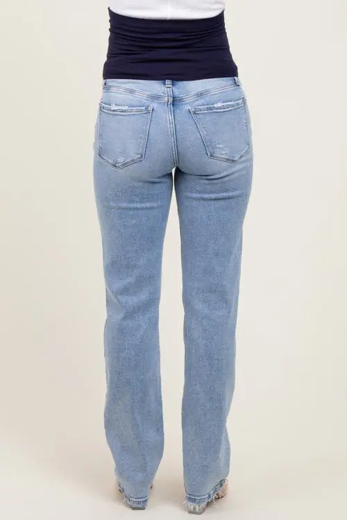 PINKBLUSH Distressed Ripped Knee Maternity Jeans
