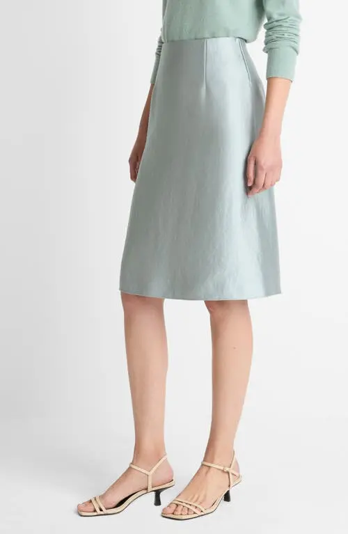 Vince Pebbled Satin Skirt - Aloe Stone